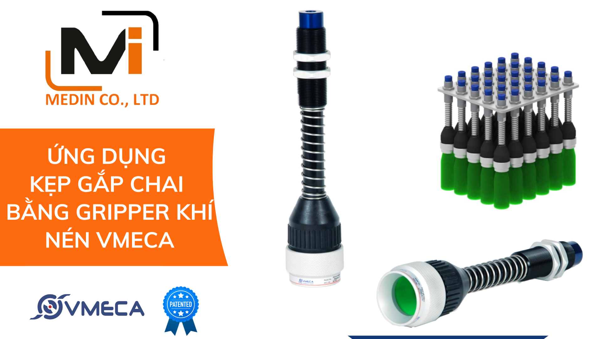 Giải Pháp Kẹp Giữ Chai Bằng BOT Gripper Dùng Khí Nén Của VMECA - Vmeca Việt Nam